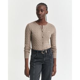 Gant Cardigan »STRETCH COTTON CABLE« Zopfmuster, Slim Fit, Rundhals TAUPE BEIGE XXL XXL Strickjacke von Gant
