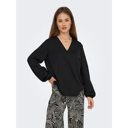 Only Langarmshirt »ONLLUCY LIFE LS V-NECK TOP WVN« Black S S Gewebtes Shirt von Only