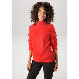 Aniston CASUAL Strickpullover im trendigen Rauten-Muster - NEUE KOLLEKTION rot 36 36 Pullover aus weicher Viskosemischung