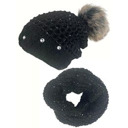 Kumixi Beanie 'Set: M&uuml;tze & Loop Schal' female Black size Onesize