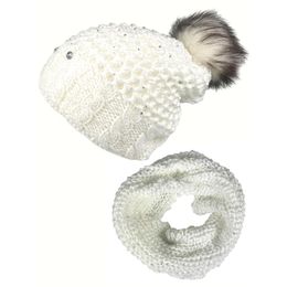 Kumixi Beanie 'Set: M&uuml;tze & Loop Schal' female White size Onesize