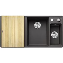 Blanco Axia iii s-f Spüle 523484 99x50cm, PuraDur felsgrau, rechts, mit Holzschneidbrett