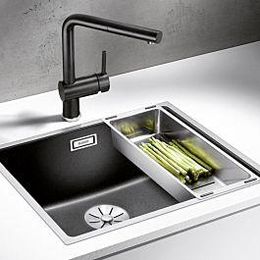 Blanco SUBLINE 500-IF SteelFrame Spüle 524107 54,3x44,3cm, PuraDur anthrazit, Einbau von oben, ohne Ablauffernbedienung