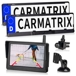 CARMATRIX DUO HD Solar Funk R&uuml;ckfahrkamera mit 5" Monitor R&uuml;ckfahrsystem f&uuml;r Front und Heck