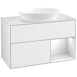 Villeroy & Boch Villeroy und Boch Finion Waschtischunterschrank FA21MTGF 100cm, Abdeckplatte white matt, Regale White matt lacquer, Glossy white lacquer