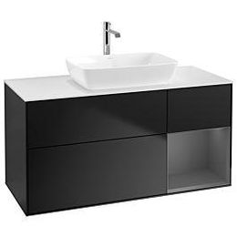 Villeroy & Boch Villeroy und Boch Finion Waschtischunterschrank G831GKPD 120cm, Abdeckplatte white matt, Emotion, Regale Anthracite matt lacquer, Black matt lacquer