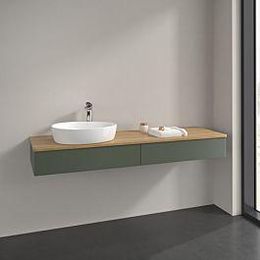 Villeroy & Boch Villeroy und Boch Antao Waschtisch-Unterschrank L15051HL 160x19x50cm, Hahnlochbohrung, Waschbeckenplattenfarbe honey oak, leaf green matt lacquer