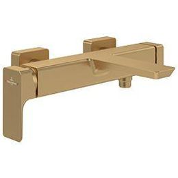 Villeroy & Boch Villeroy und Boch Subway 3.0 Einhebel-Badewannenarmatur TVT11200200076 mit Umsteller, Rückflussschutz, Wandmontage, brushed gold