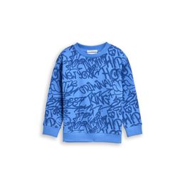 Tom Tailor Jungen Oversize Sweatshirt mit Allover-Print, blau, Gemustert, Gr. 104/110