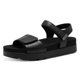Tamaris Damen Keilsandalette, Gr. 39, schwarz, Lederimitat, Schuhe, Plateau, Sommerschuh, Riemchensandale mit Klettverschlüssen
