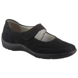 Waldläufer WALDLÄUFER Damen Riemchenballerina "HENNI", Gr. 5,5, schwarz, Nubukleder, Schuhe, Slipper, Bequemschuh, Klettschuh in komfortabler Weite H (=sehr