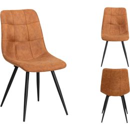 Esszimmerstuhl OMG DESIGN "Peak", braun (cognac, schwarz), B:48cm H:88cm T:65cm, Stühle, moderne Sitzschale in Microfaser Lederoptik