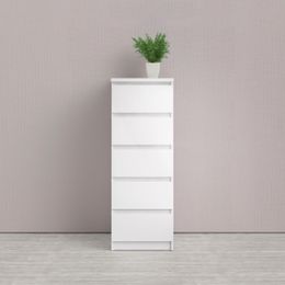 Highboard Inosign "Naia, Hochkommode, 5 Schubladen, Aufbewahrung, grifflose Front", weiß (weiß, hochglanz), B:40,4cm H:111,3cm T:50cm, Spanplatte, Sideboards, Modern, skandinavisches Design, Schmal, in mehrere Farben