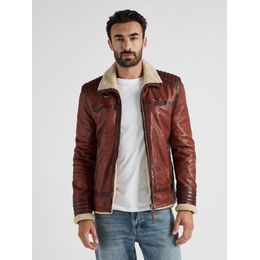 Lederjacke JCC "3102172", Herren, Gr. 48, braun (tan), Obermaterial: 100% Leder, Lamm; Lining: 100% Polyester; Ärmelfutter: 100% Polyester; Kunstfell: 100% Polyester, Jacken