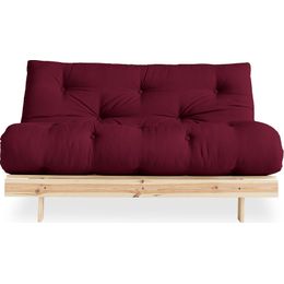 Daybett Karup Design "Roots Sofa Bed, Schlafsofa, Daybett, Bettfunktion, FSC-Massivholz", rot (bordeaux), B:140cm H:85cm, Daybetten, Inkl. Futonmatratze. Mehrere Gr&ouml;&szlig;en & Farben, Made in Europe