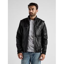 Lederjacke JCC "3102166", Herren, Gr. 50, schwarz, Obermaterial: 100% Leder, Lamm; Lining 50% Polyester, 50% Baumwolle; Ärmelfutter: 100% Polyester; Strick: 100% Baumwolle, Jacken