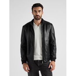Lederjacke JCC "3102164", Herren, Gr. 48, schwarz, Obermaterial: 100% Leder, Lamm; Lining 50% Polyester, 50% Baumwolle; Ärmelfutter: 100% Polyester; Strick: 100% Baumwolle, mit Knopf, Jacken