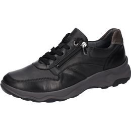 Waldl&auml;ufer Sneaker WALDL&Auml;UFER "H-MAX", Herren, Gr. 10 (44,5), schwarz (schwarz, grau), Nappaleder, Veloursleder, Schuhe Sneaker, Bequemschuh, Halbschuh, Schn&uuml;rschuh in Komfortweite H (= sehr weit)