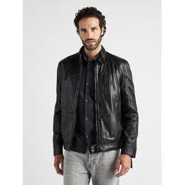 Lederjacke JCC "31024026", Herren, Gr. L, schwarz, Obermaterial: 100% Lammleder; Innenfutter: 100% Baumwolle; Ärmelfutter: 100% Polyester, Jacken