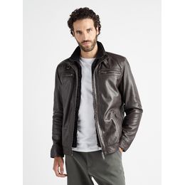 Lederjacke JCC "31023632", Herren, Gr. 48, braun, Obermaterial: 100% Leder, Schaf; Futter: 100% Polyester; Wattierung: 100% Polyester, Jacken