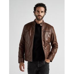 Lederjacke JCC "31023636", Herren, Gr. 48, braun (cognac), Obermaterial: 100% Lammleder; Innenfutter: 100% Baumwolle; Ärmelfutter: 100% Polyester, Jacken
