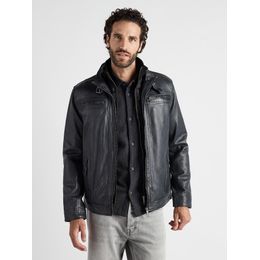 Lederjacke JCC "31023632", Herren, Gr. 48, blau (navy), Obermaterial: 100% Leder, Schaf; Futter: 100% Polyester; Wattierung: 100% Polyester, Jacken