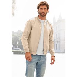 Bomberjacke John Devin "/ Blouson mit Rippkragen", Herren, Gr. L (52/54), beige, Web, Obermaterial: 100% Polyester. Futter: 100% Polyester, unifarben, Casual, regular fit hüftlang, Rundhals, 2-Naht-Ärmel Rippbündchen, Jacken, Pilotenjacke / Übergangsjacke mit Innentasche, regular fit