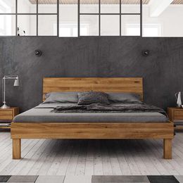 Pharao24.de Vollholzbett aus Wildeiche Massivholz modern