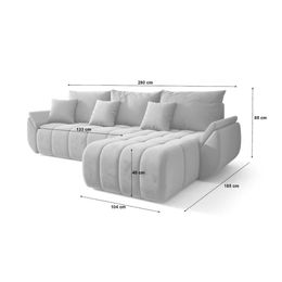 M&ouml;bel Kraft Ecksofa Tokyo grau Ma&szlig;e (cm): B: 280 H: 85 &raquo; M&ouml;bel Kraft