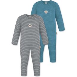 Normani Outdoor Sports 2er Pack Baby Merino Strampler &bdquo;Waverly&ldquo; in Grau/Blau | Gr.: 62