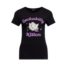 Queen Kerosin T-Shirt Rockabilly Kitten in schwarz | Gr.: M
