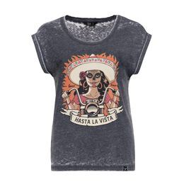 Queen Kerosin T-Shirt Hasta La Vista in anthrazit | Gr.: XXL