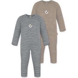 Normani Outdoor Sports 2er Pack Baby Merino Strampler &bdquo;Waverly&ldquo; in Grau/Beige | Gr.: 92