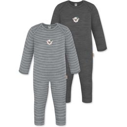 Normani Outdoor Sports 2er Pack Baby Merino Strampler &bdquo;Waverly&ldquo; in Grau/Anthrazit | Gr.: 74