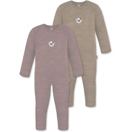 Normani Outdoor Sports 2er Pack Baby Merino Strampler &bdquo;Waverly&ldquo; in Rosa/Beige | Gr.: 86