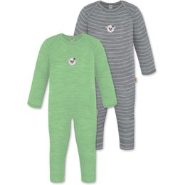 Normani Outdoor Sports 2er Pack Baby Merino Strampler &bdquo;Waverly&ldquo; in Gr&uuml;n/Grau | Gr.: 68