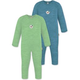 Normani Outdoor Sports 2er Pack Baby Merino Strampler „Waverly“ in Grün/Blau | Gr.: 74