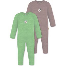 Normani Outdoor Sports 2er Pack Baby Merino Strampler „Waverly“ in Grün/Rosa | Gr.: 56