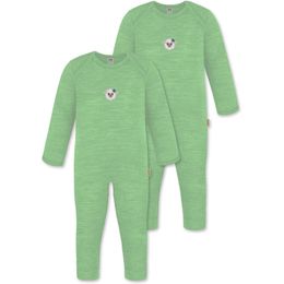 Normani Outdoor Sports 2er Pack Baby Merino Strampler &bdquo;Waverly" in Gr&uuml;n | Gr.: 74