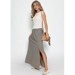 SASSYCLASSY Maxi Musselin Rock mit Schlitz in Taupe | Gr.: M