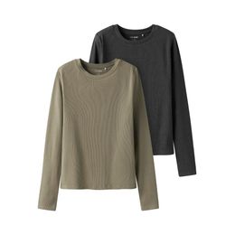 TWO SOON 2er-Pack Oberteil in Dark Grey Melange | Gr.: 122/128