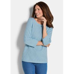 GOLDNER Halbarm Baumwollpullover mit Struktur in hellblau | Gr.: 40