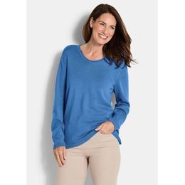 GOLDNER Kurzgr&ouml;&szlig;e: Strickpullover Edler Feinstrickpullover, V-Ausschnitt in blau | Gr.: 19