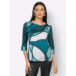 CR&Eacute;ATION L creation L Bluse in ecru-petrol-bedruckt | Gr.: 36