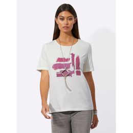 CR&Eacute;ATION L creation L Kurzarmshirt in ecru-fuchsia-bedruckt | Gr.: 40