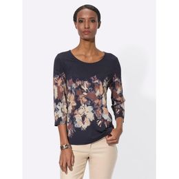 CR&Eacute;ATION L creation L 3/4-Arm-Shirt in marine-champagner-bedruckt | Gr.: 40