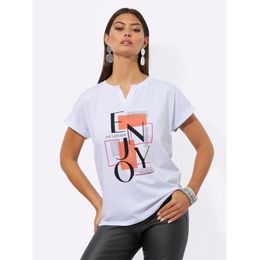 CR&Eacute;ATION L creation L Shirt in wei&szlig;-papaya-bedruckt | Gr.: 38