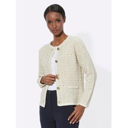 CR&Eacute;ATION L creation L Woll-Mix-Strickjacke in champagner-lindgr&uuml;n | Gr.: 50
