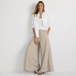 LANDS' END Premium Reinleinen-Palazzohose, Damen,  Wei&szlig;, Leinen, by Lands' End