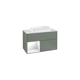 Villeroy & Boch V&B Waschtischunterschrank Abdeckplatte wh. m Finion 100x60,3cm, Rg l glo wh. Lac, Oli. m Lac ; Villeroy & Boch (F241GFGM)